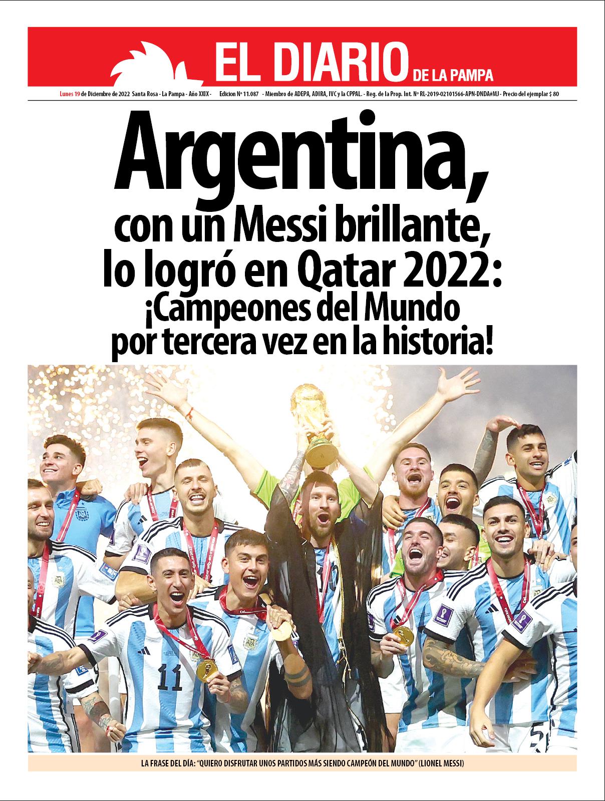 Tapa del día lunes 19 de diciembre de 2022 :: El Diario de La Pampa