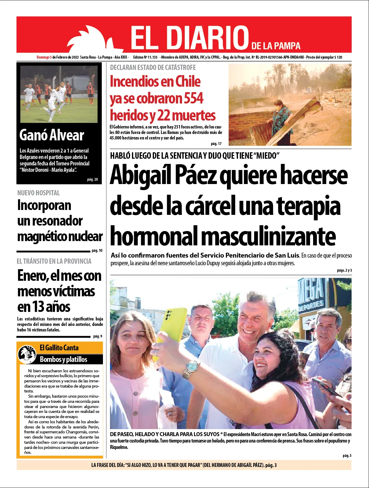 Tapa de El Diario en papel domingo 05 de febrero de 2023 :: El Diario ...