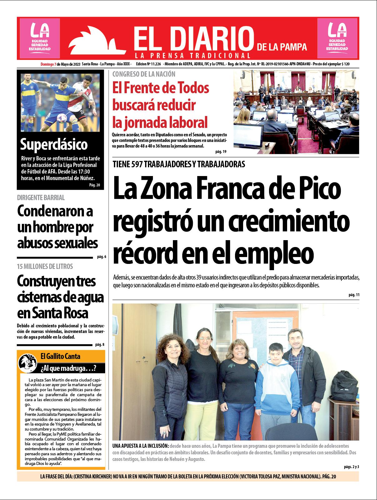 Tapa de El Diario en papel domingo 07 de mayo de 2023 :: El Diario de ...