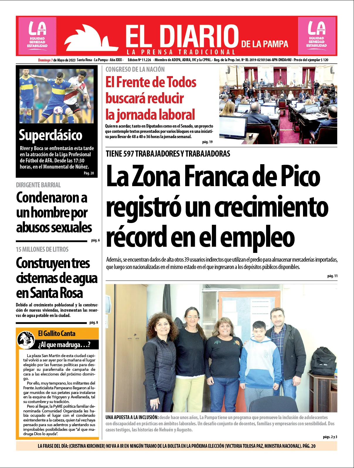 Tapa de El Diario en papel domingo 07 de mayo de 2023 :: El Diario de ...