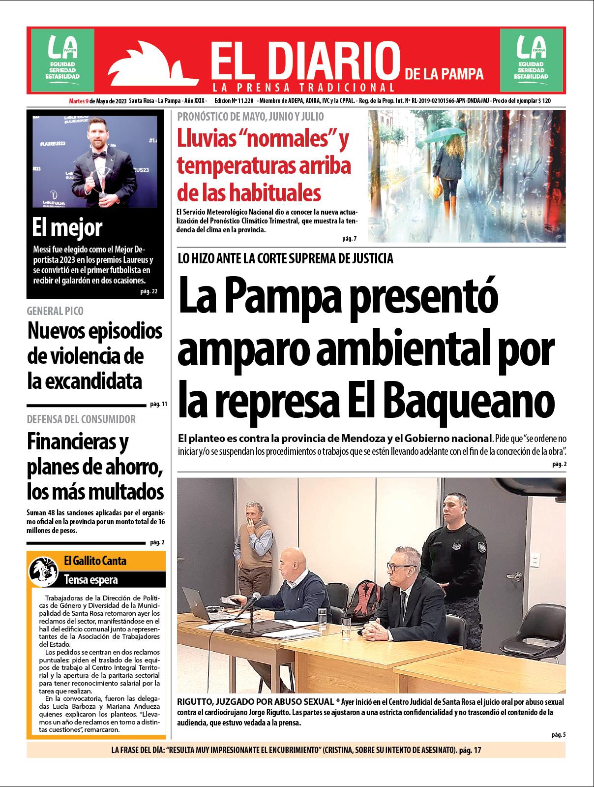 Tapa de El Diario en papel martes 09 de mayo de 2023 :: El Diario de La ...