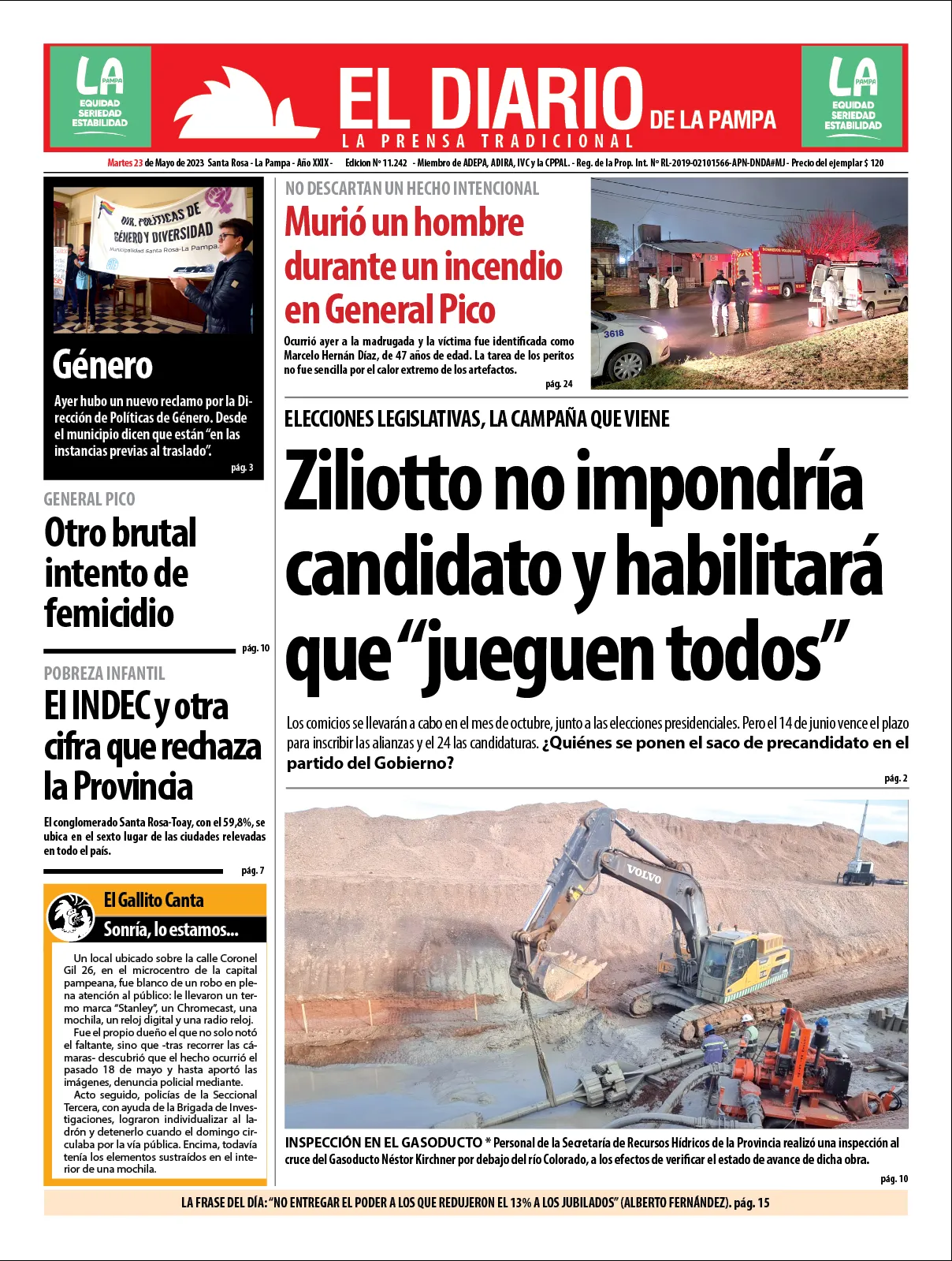 Tapa de El Diario en papel martes 23 de mayo de 2023 :: El Diario de La ...