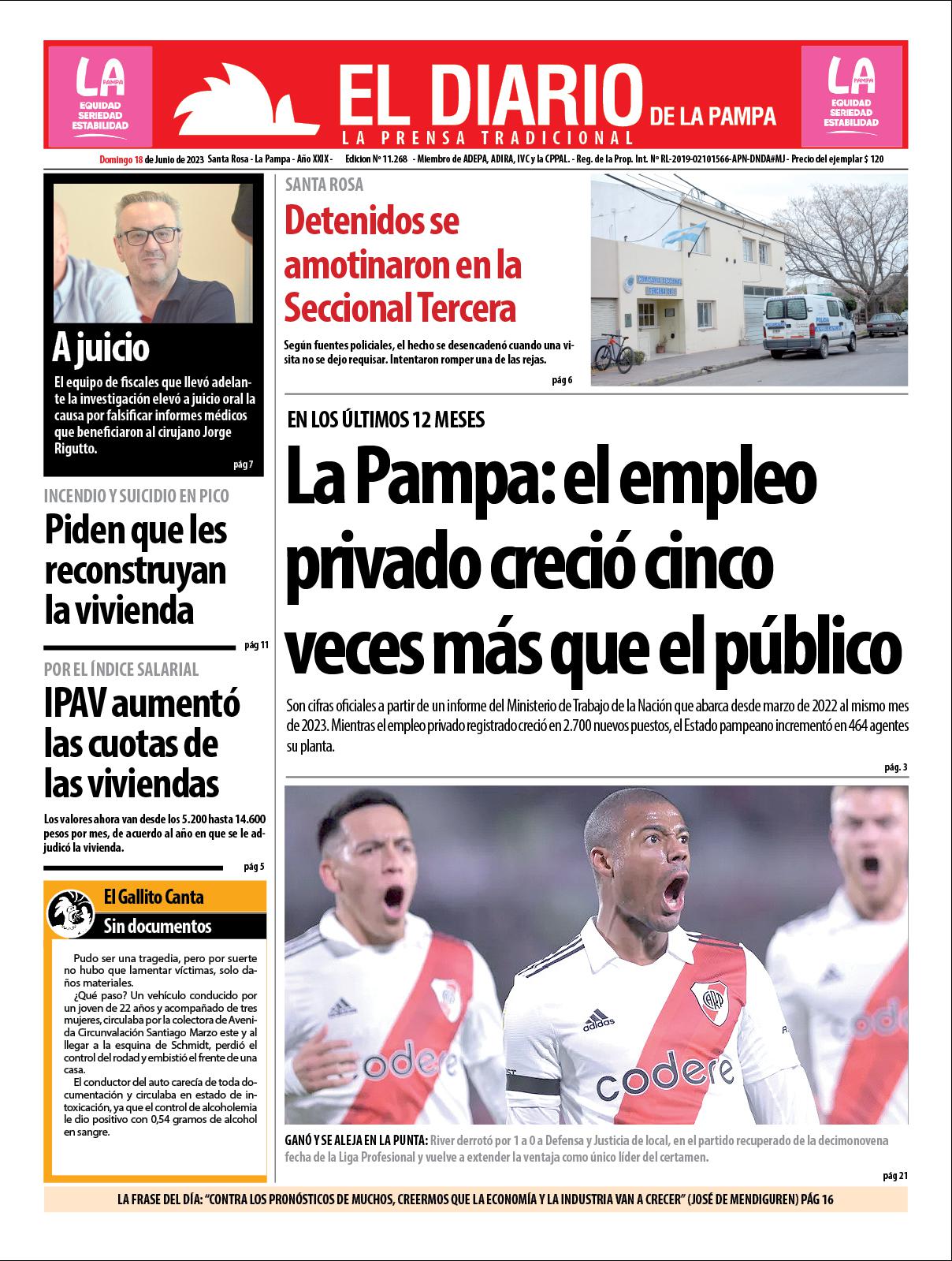 Tapa de El Diario en papel domingo 18 de junio de 2023 :: El Diario de ...