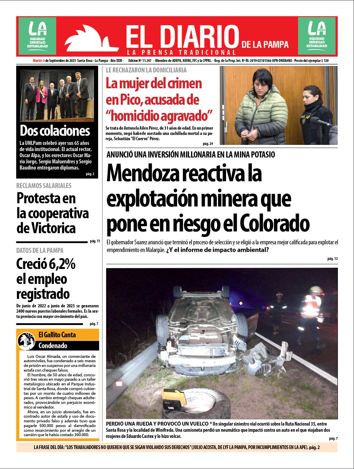 Tapa de El Diario en papel martes 05 de septiembre de 2023 :: El Diario ... Tapa de El Diario en papel martes 05 de septiembre de 2023 :: El Diario ...