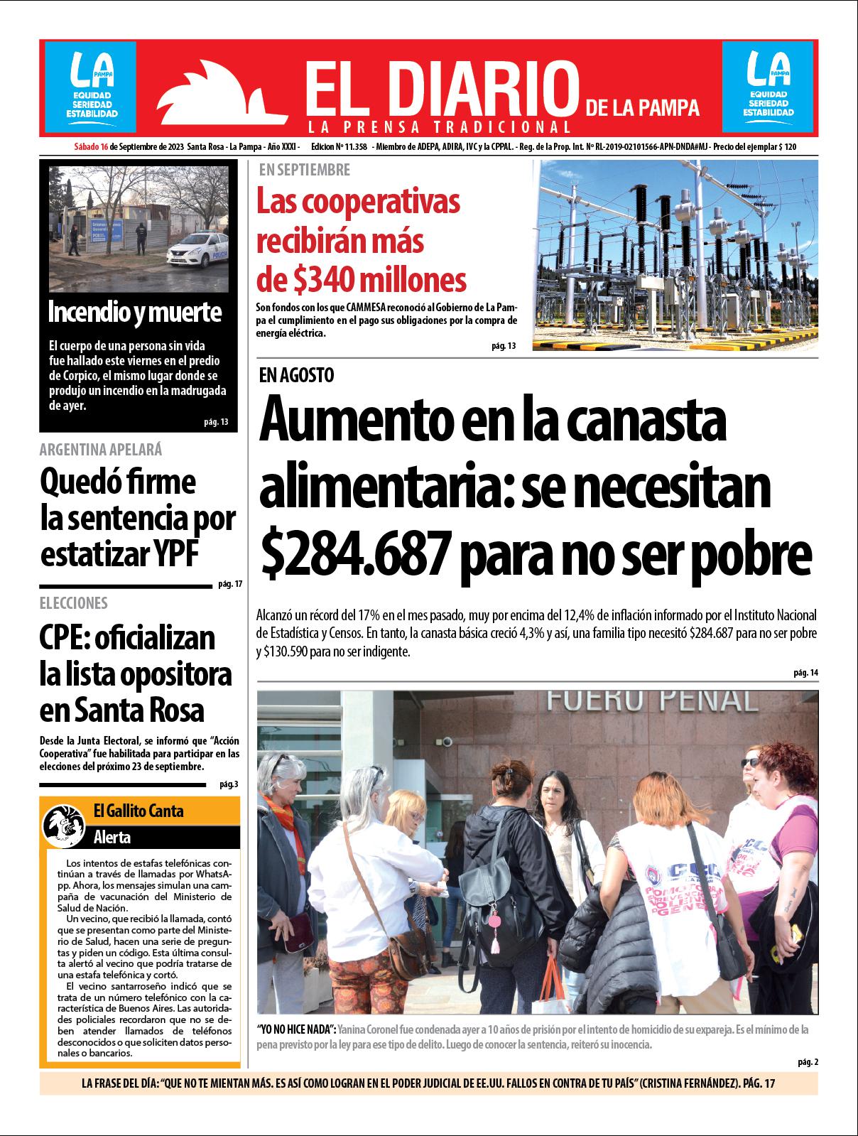 Tapa de El Diario en papel domingo 30 de julio de 2023 :: El Diario de ...