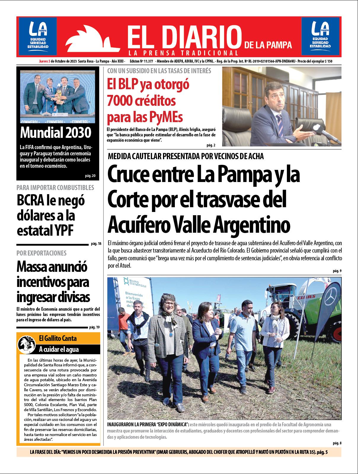 Tapa de El Diario en papel jueves 05 de octubre de 2023 :: El Diario de ... Tapa de El Diario en papel jueves 05 de octubre de 2023 :: El Diario de ...