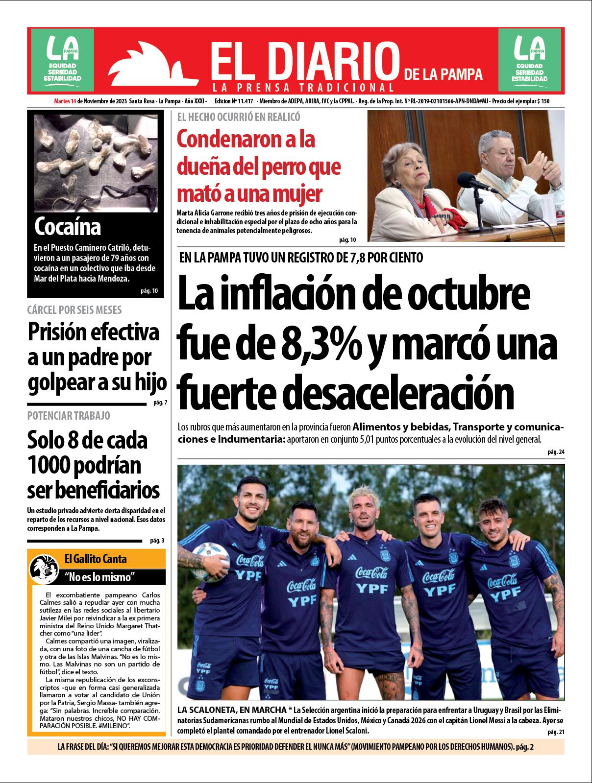 Tapa de El Diario en papel martes 14 de noviembre de 2023 :: El Diario ... Tapa de El Diario en papel martes 14 de noviembre de 2023 :: El Diario ...