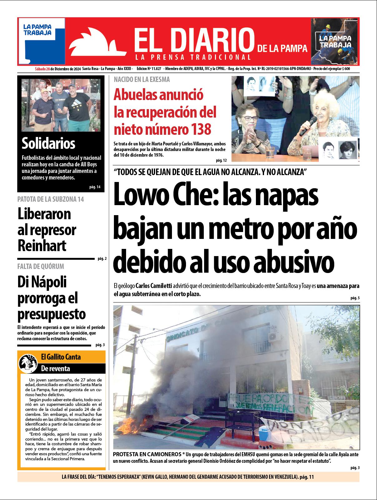 Tapa de El Diario en papel domingo 15 de diciembre de 2024 :: El Diario ...