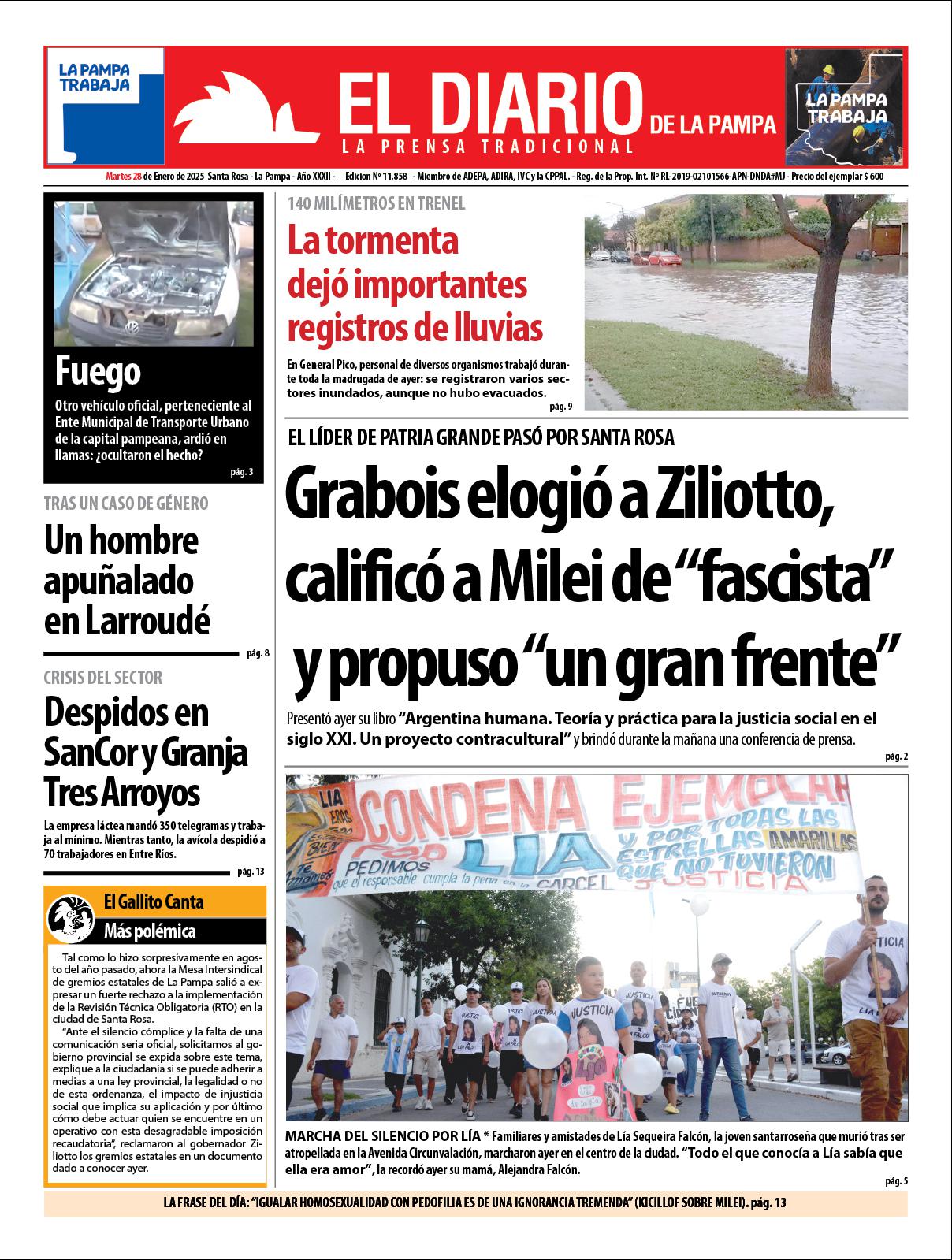 Tapa de El Diario en papel martes 28 de enero de 2025 :: El Diario de ...