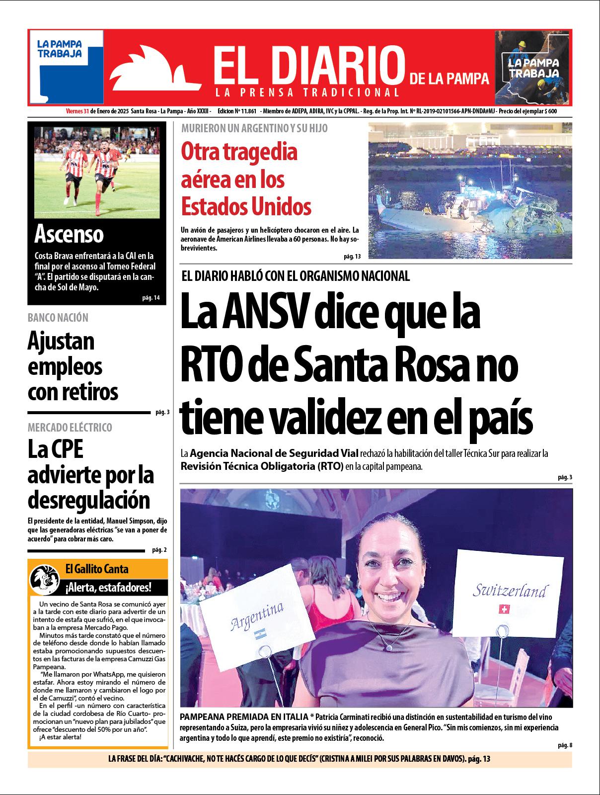 Tapa de El Diario en papel viernes 31 de enero de 2025 :: El Diario de ...