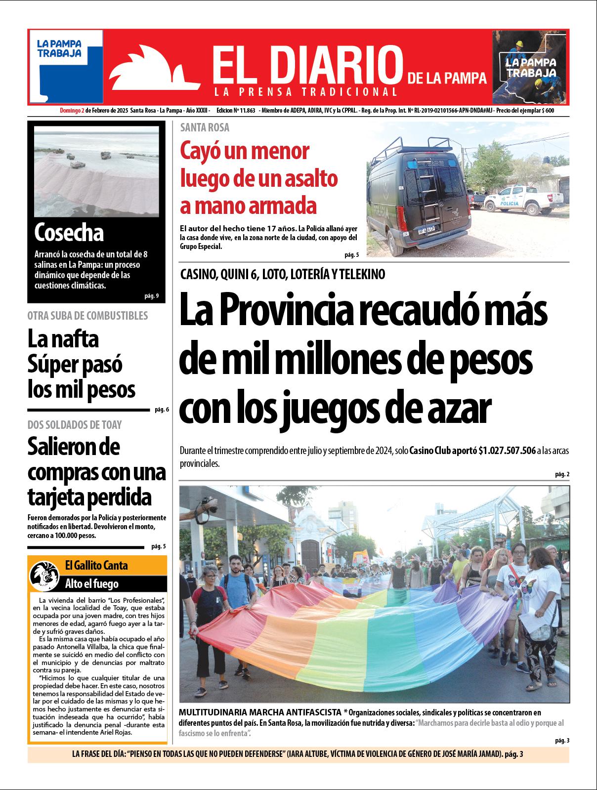 Tapa de El Diario en papel domingo 02 de febrero de 2025 :: El Diario ...