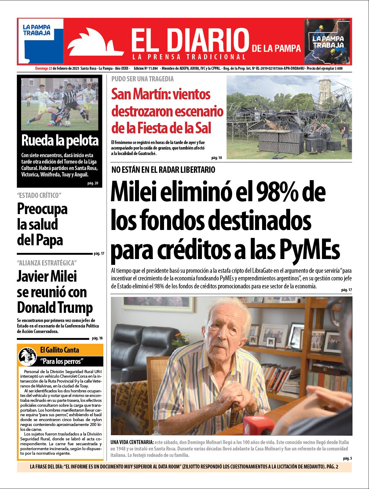 Tapa de El Diario en papel domingo 23 de febrero de 2025 :: El Diario ...