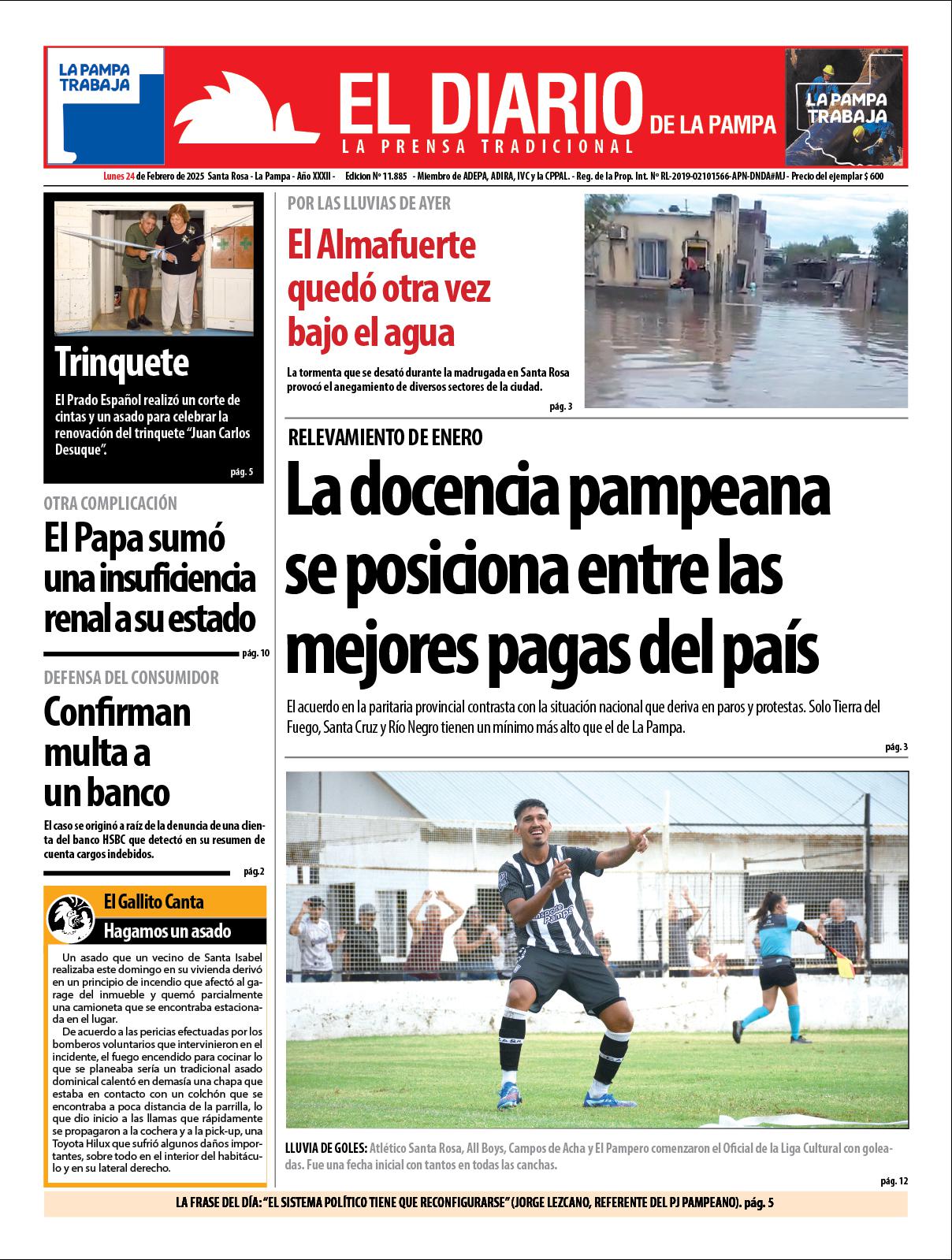 Tapa de El Diario en papel lunes 24 de febrero de 2025 :: El Diario de ...