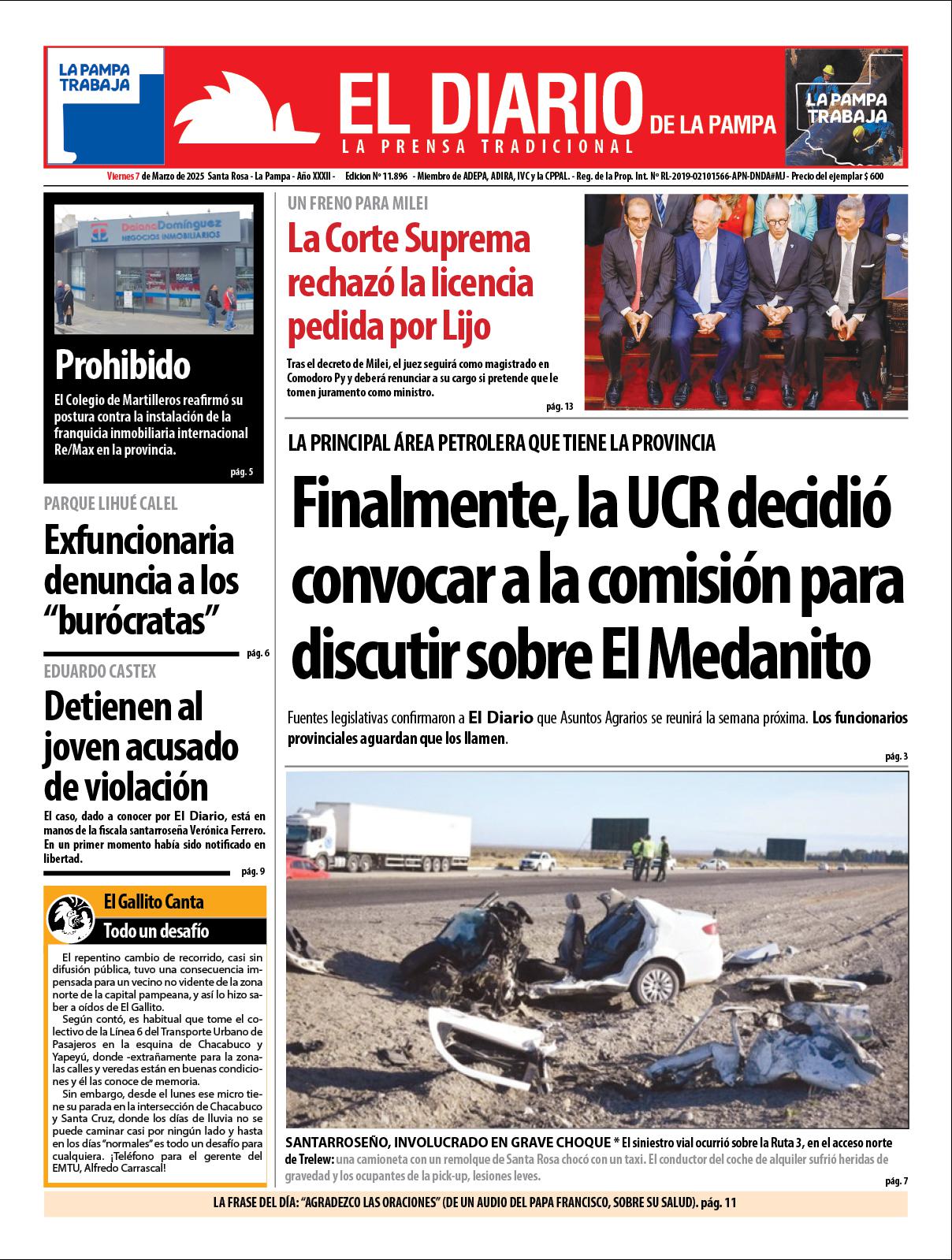 Tapa de El Diario en papel viernes 07 de marzo de 2025 :: El Diario de ...