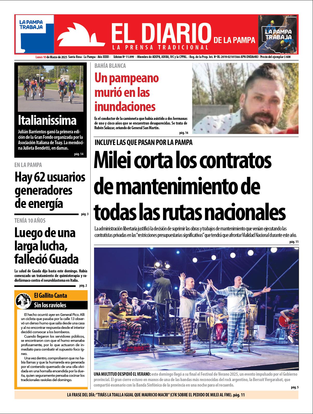 Tapa de El Diario en papel lunes 10 de marzo de 2025 :: El Diario de La ...