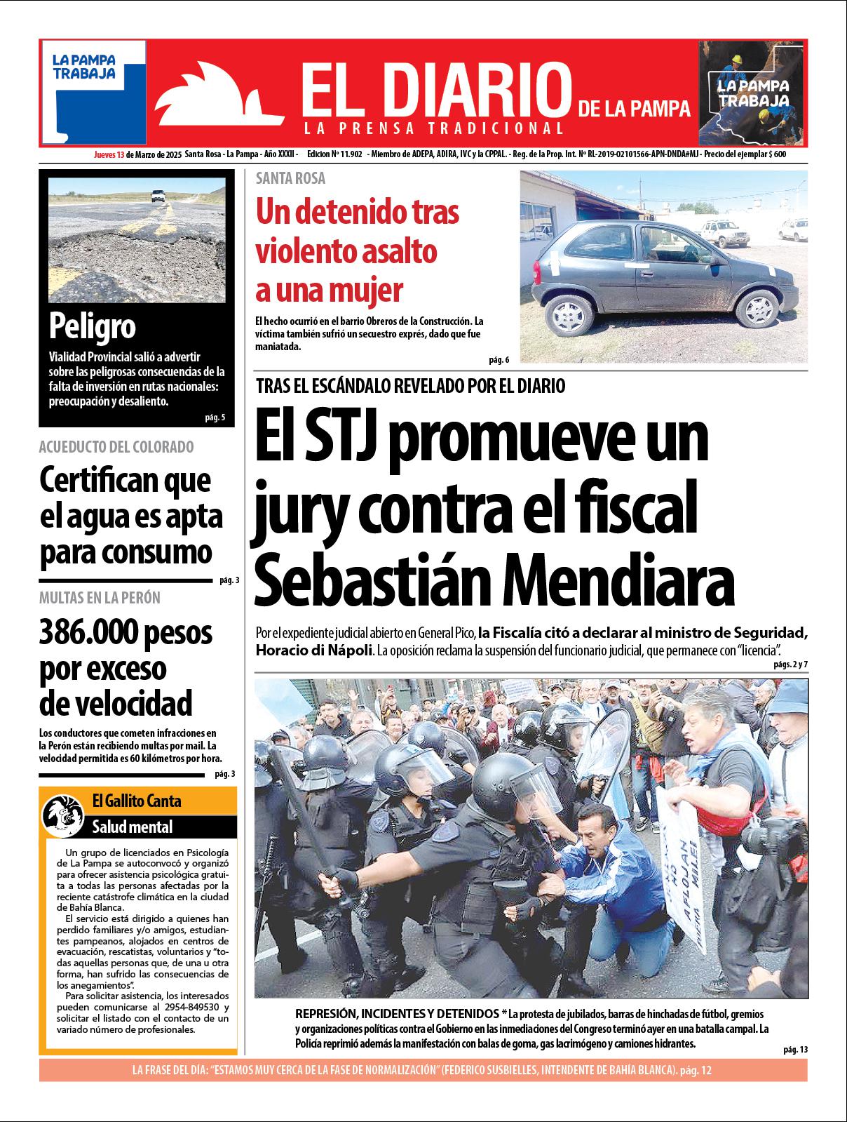 Tapa de El Diario en papel jueves 13 de marzo de 2025 :: El Diario de ... Tapa de El Diario en papel jueves 13 de marzo de 2025 :: El Diario de ...