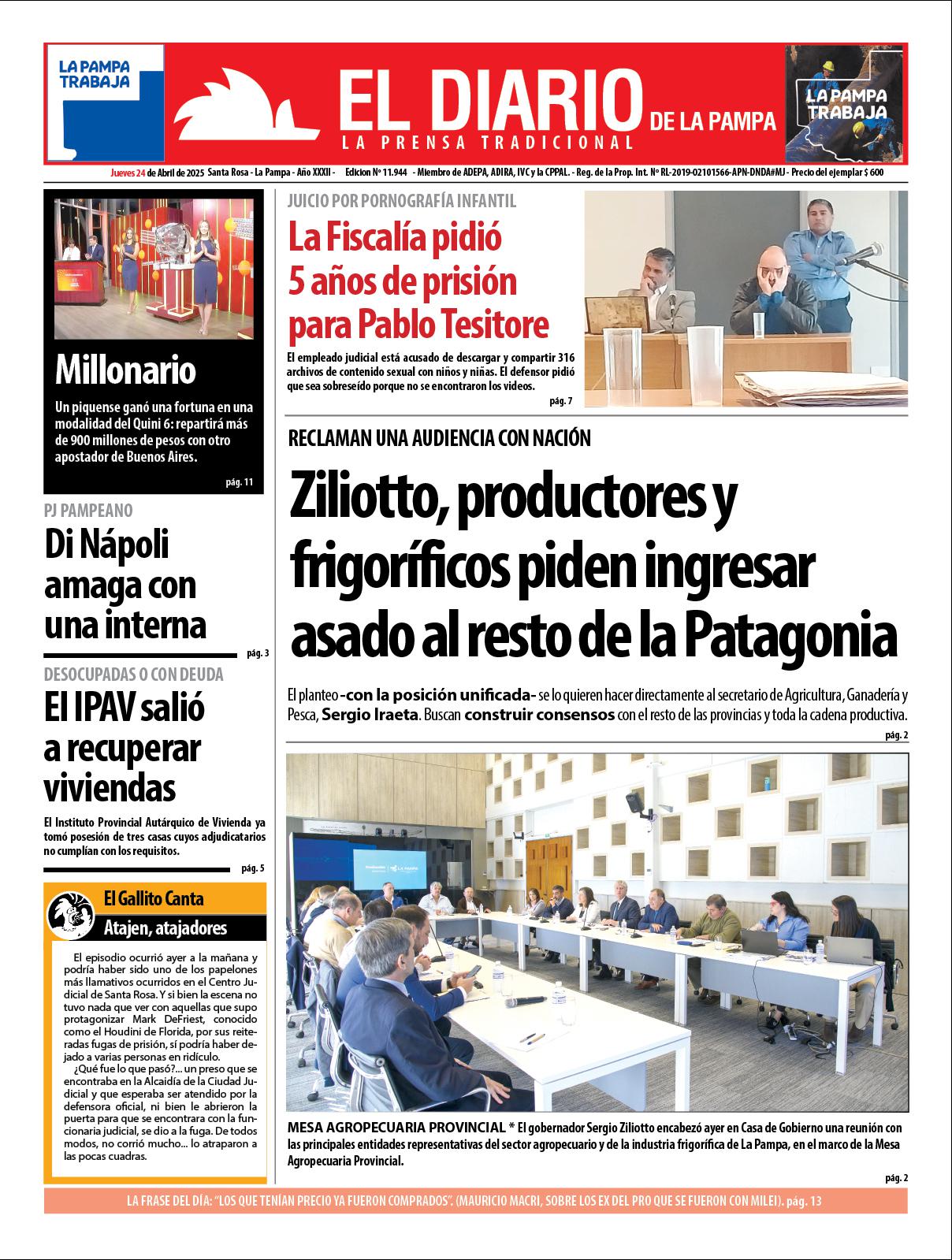 Tapa de El Diario en papel jueves 24 de abril de 2025 :: El Diario de ...
