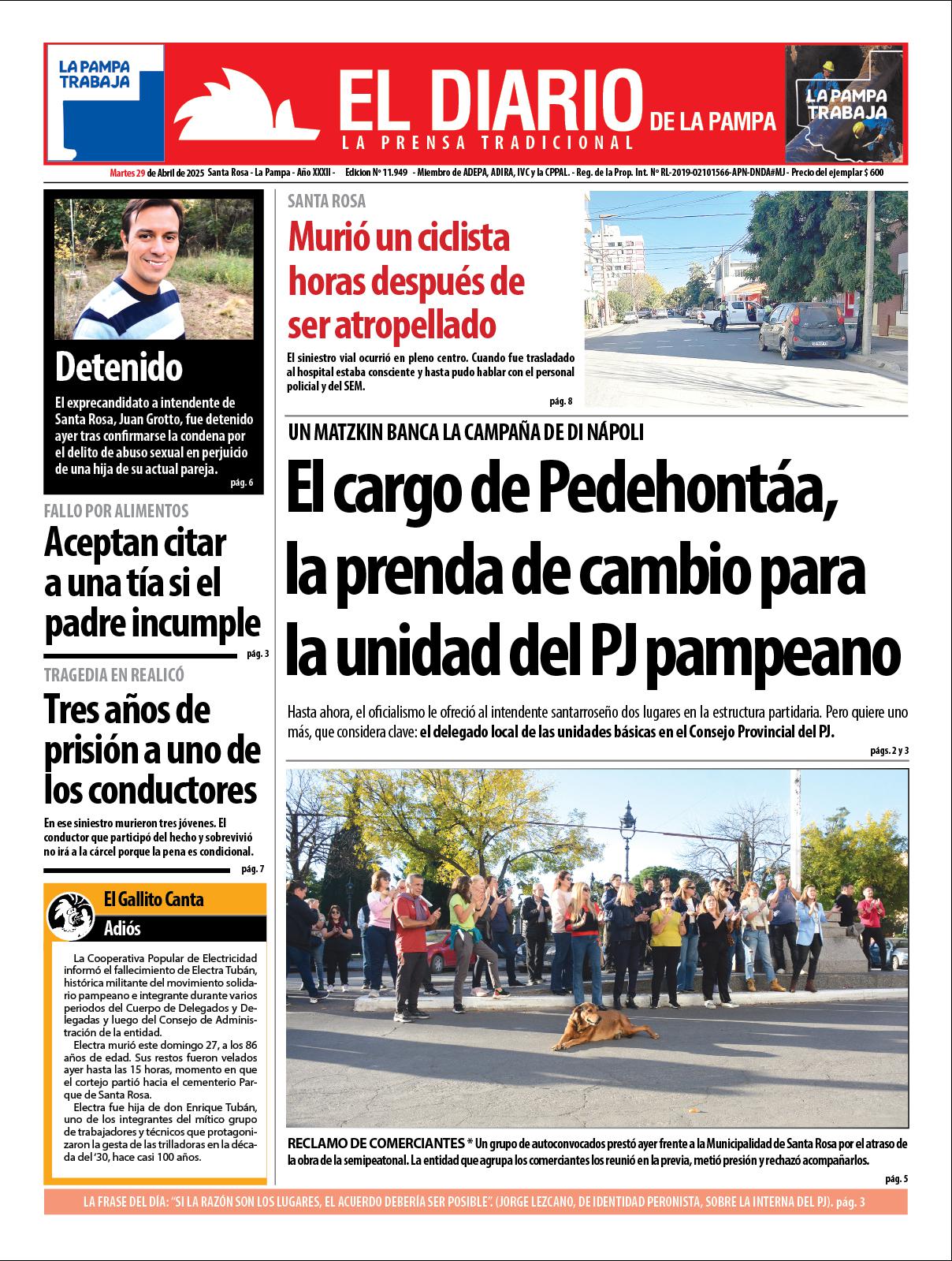 Tapa de El Diario en papel martes 29 de abril de 2025 :: El Diario de ...