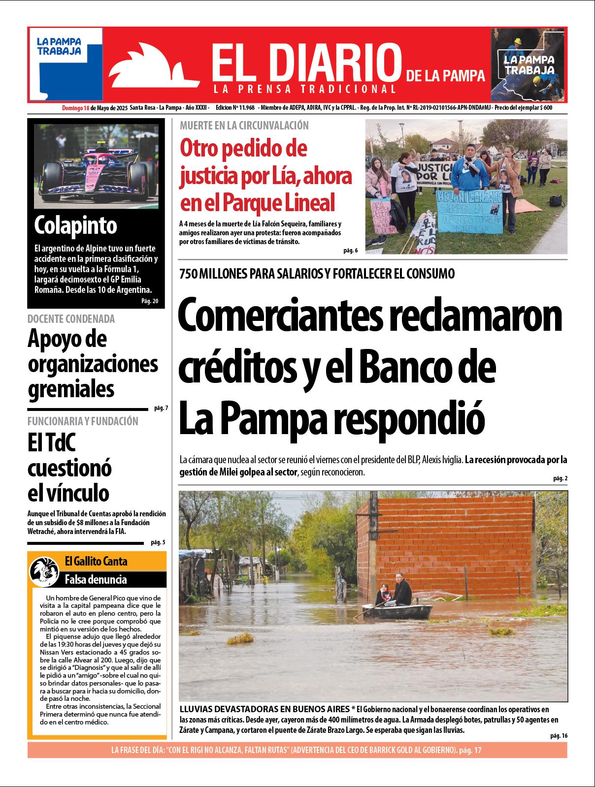 Tapa de El Diario en papel domingo 18 de mayo de 2025 :: El Diario de ...