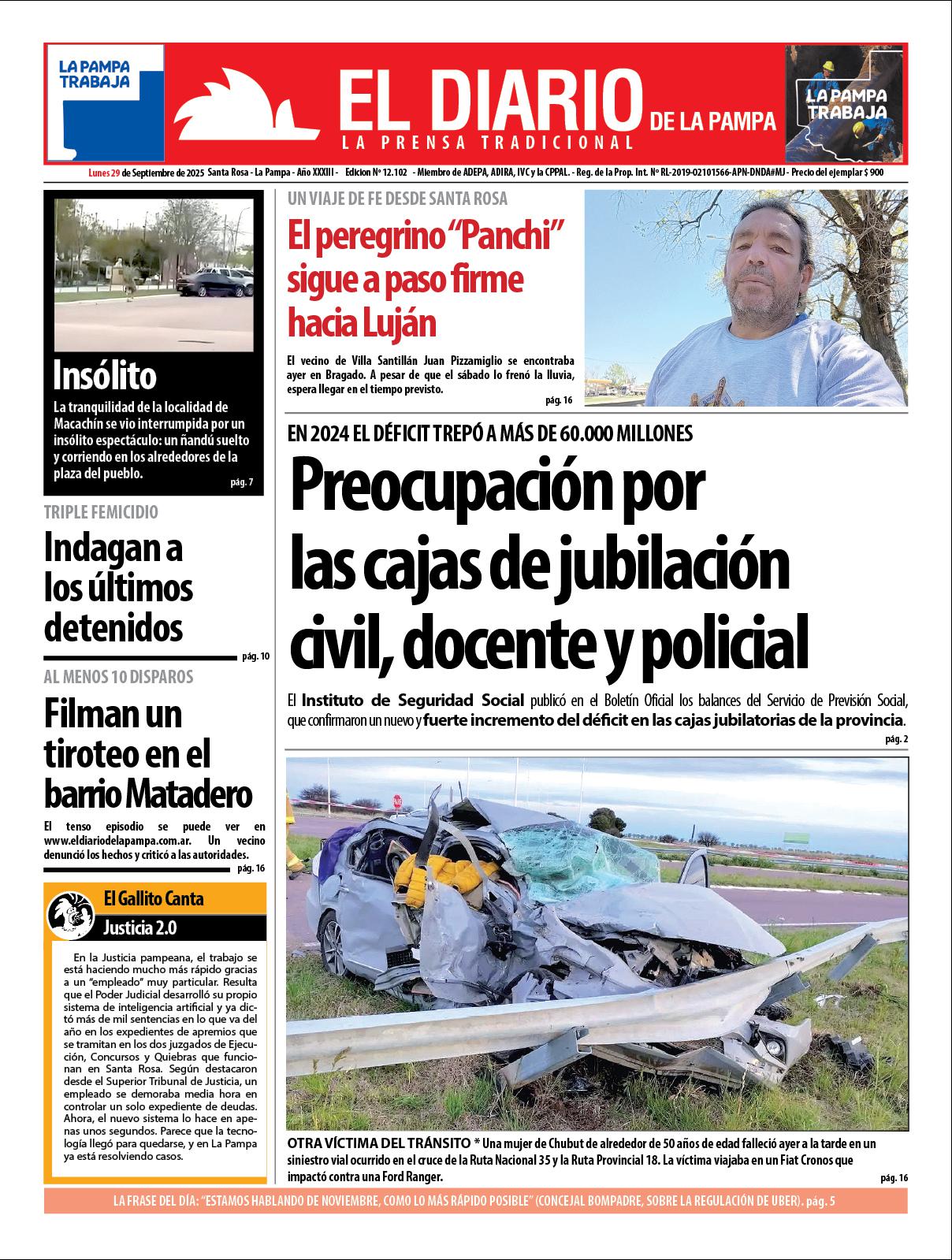 Tapa de El Diario en papel lunes 29 de septiembre de 2025 :: El Diario ...