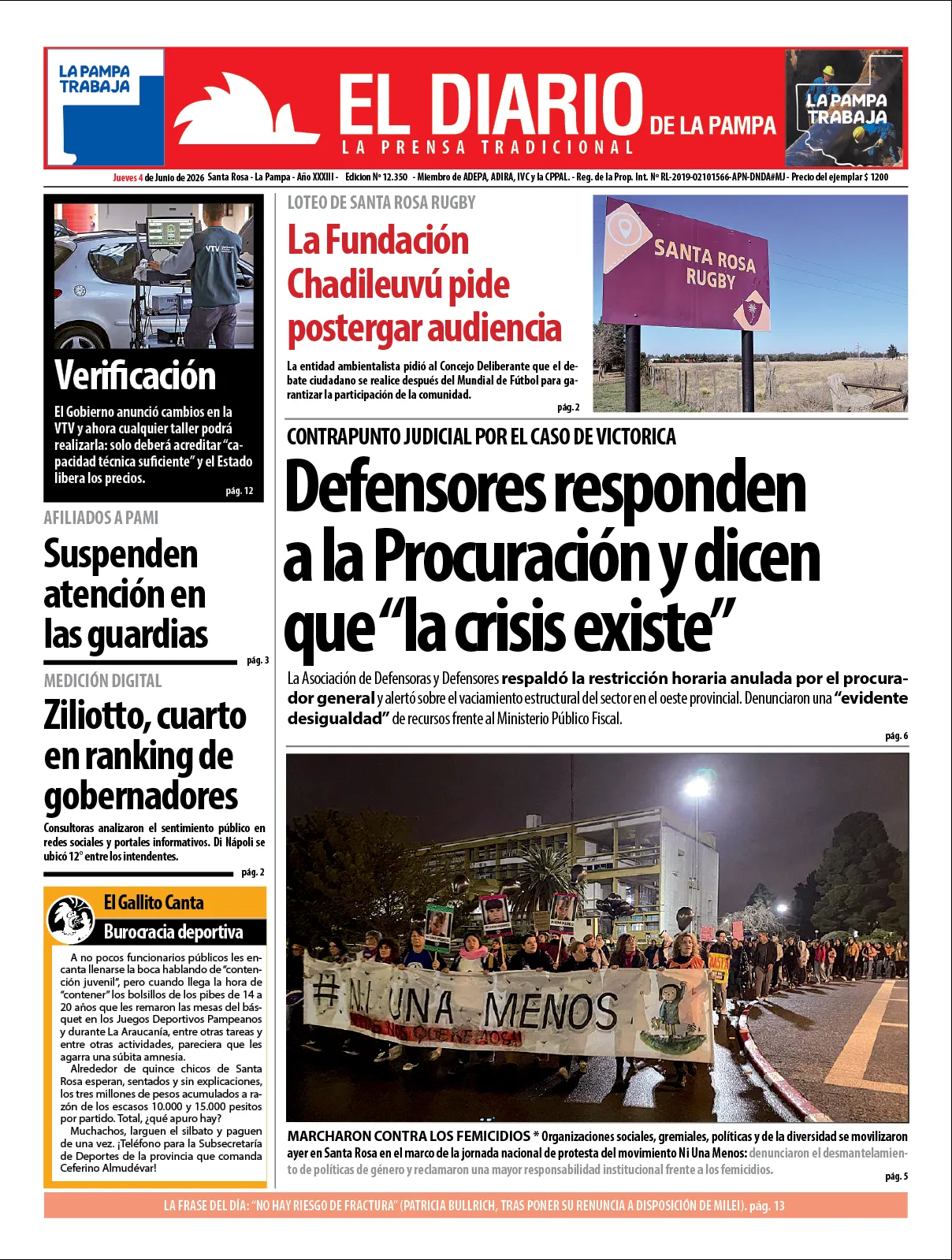 Tapa de El Diario en papel jueves 04 de junio de 2026 :: El Diario de ...